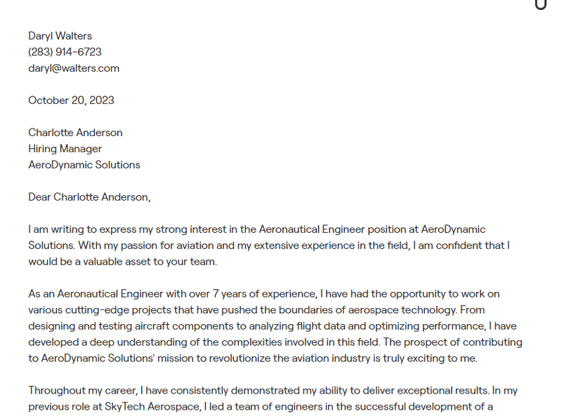3+ Aeronautical Engineer Cover Letter Examples (with In-Depth Guidance)