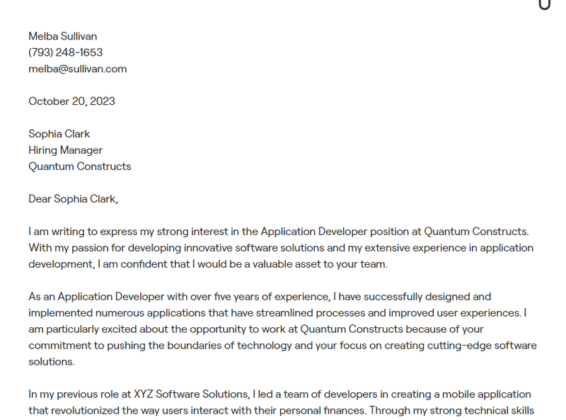 2+ Application Developer Cover Letter Examples (with In-Depth Guidance)