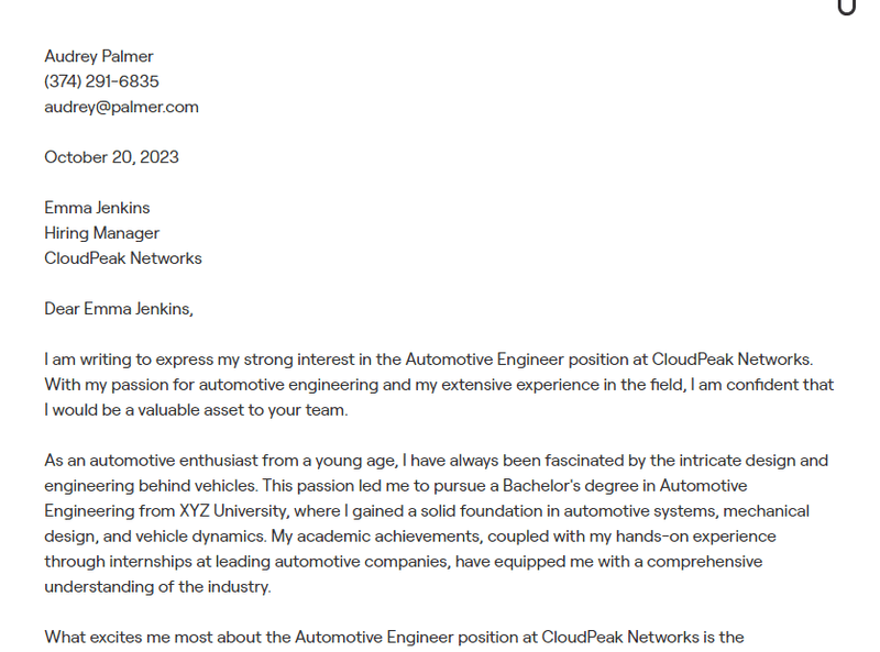 9+ Automotive Engineer Cover Letter Examples (with In-Depth Guidance)