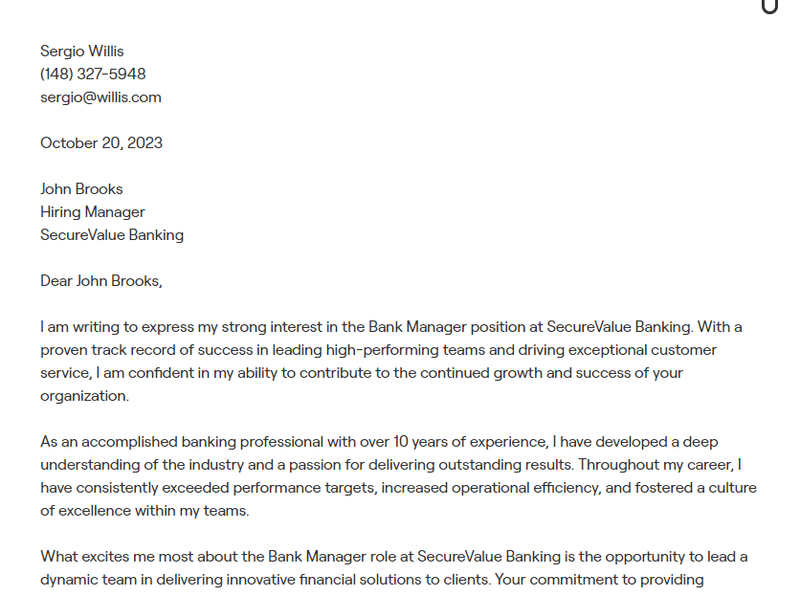 1+ Bank Manager Cover Letter Examples (with In-Depth Guidance)