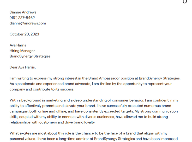 7+ Brand Ambassador Cover Letter Examples (with In-Depth Guidance)