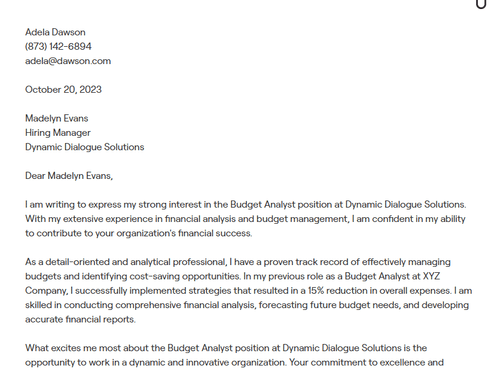 5+ Budget Analyst Cover Letter Examples (with In-Depth Guidance)