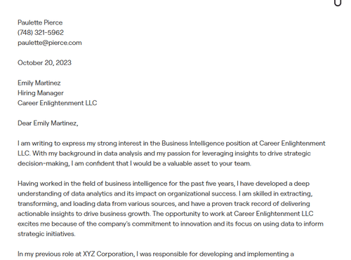 3+ Business Intelligence Cover Letter Examples (with In-Depth Guidance)