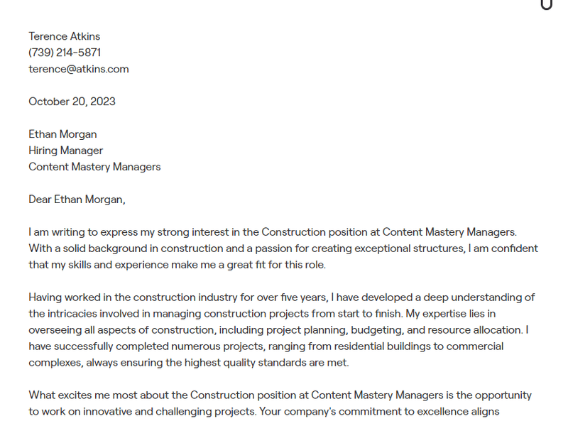 1+ Construction Cover Letter Examples (with In-Depth Guidance)