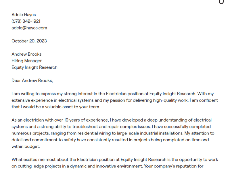 1+ Electrician Cover Letter Examples (with In-Depth Guidance)