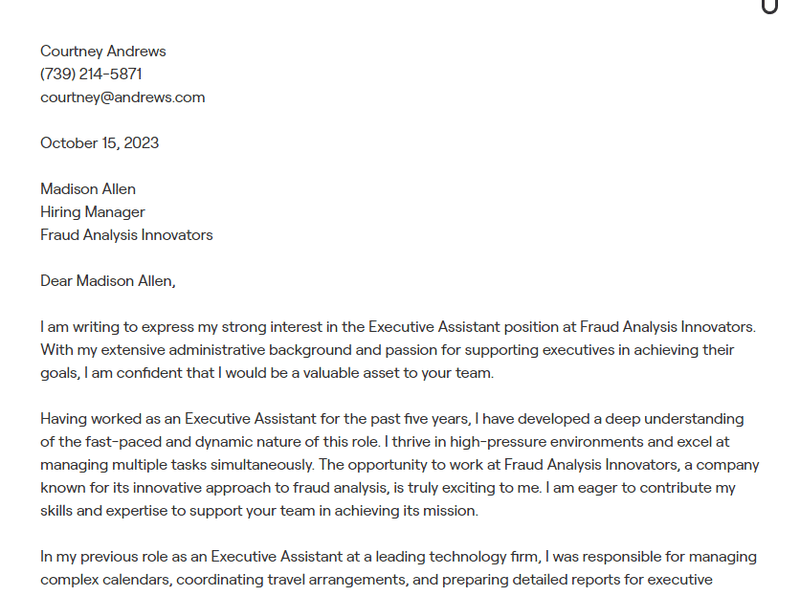 7+ Executive Assistant Cover Letter Examples (with In-Depth Guidance)