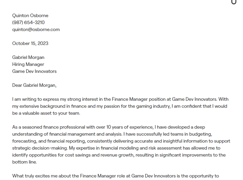 5+ Finance Manager Cover Letter Examples (with In-Depth Guidance)