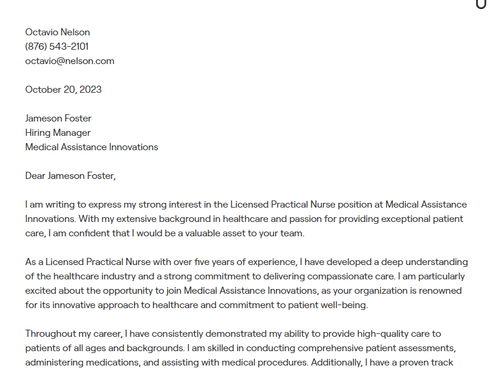 1+ Licensed Practical Nurse Cover Letter Examples (with In-Depth Guidance)