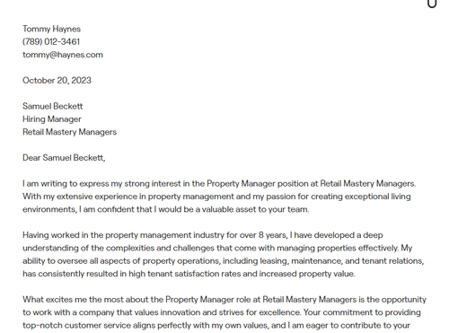 8+ Property Manager Cover Letter Examples (with In-Depth Guidance)