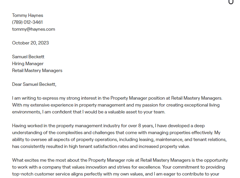 8+ Property Manager Cover Letter Examples (with In-Depth Guidance)