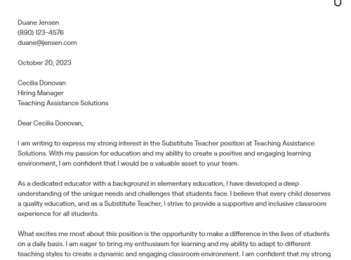 1+ Substitute Teacher Cover Letter Examples (with In-Depth Guidance)