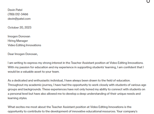 8+ Teacher Assistant Cover Letter Examples (with In-Depth Guidance)