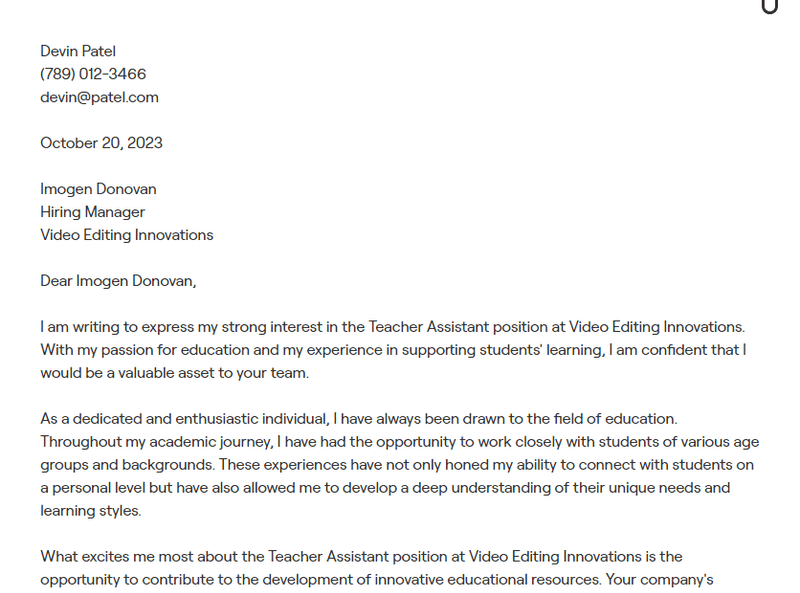 8+ Teacher Assistant Cover Letter Examples (with In-Depth Guidance)