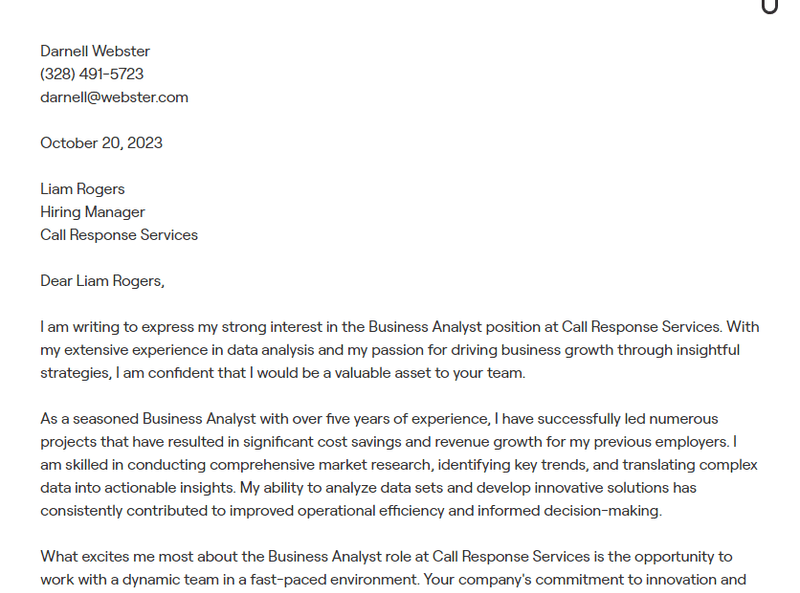 3+ Business Analyst Cover Letter Examples (with In-Depth Guidance)