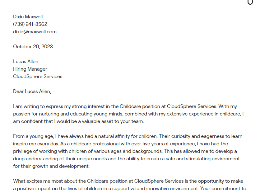 4 Childcare Cover Letter Examples with In Depth Guidance 