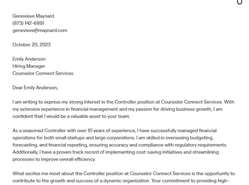 1+ Controller Cover Letter Examples (with In-Depth Guidance)