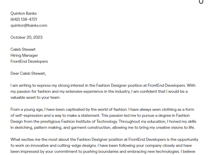 1+ Fashion Designer Cover Letter Examples (with In-Depth Guidance)