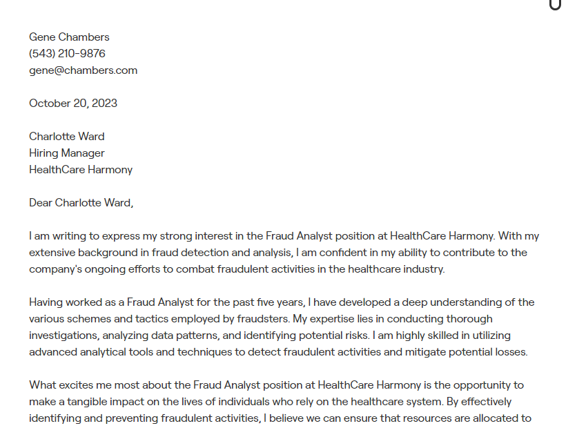 1+ Fraud Analyst Cover Letter Examples (with In-Depth Guidance)