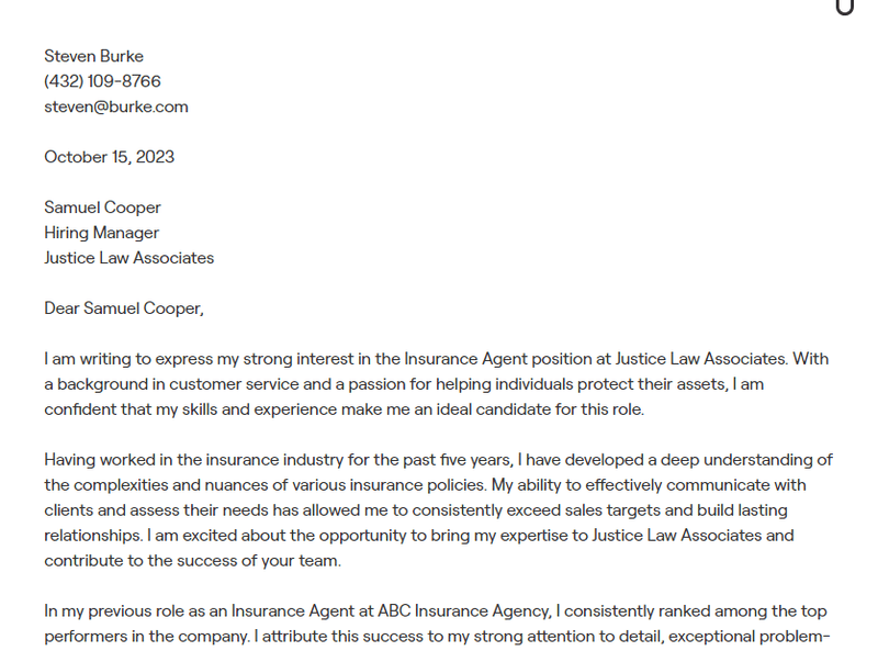 1+ Insurance Agent Cover Letter Examples (with In-Depth Guidance)