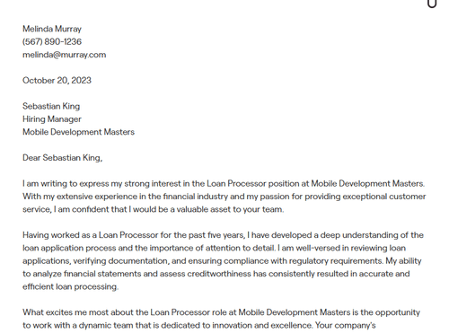 1+ Loan Processor Cover Letter Examples (with In-Depth Guidance)
