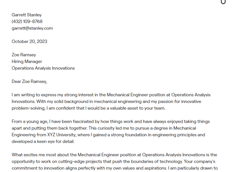 4+ Mechanical Engineer Cover Letter Examples (with In-Depth Guidance)