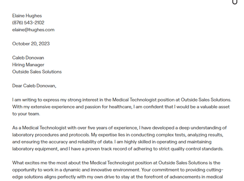 1+ Medical Technologist Cover Letter Examples (with In-Depth Guidance)