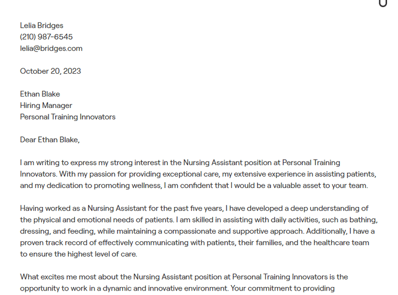 2+ Nursing Assistant Cover Letter Examples (with In-Depth Guidance)