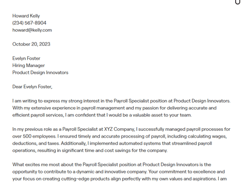 3+ Payroll Specialist Cover Letter Examples (with In-Depth Guidance)