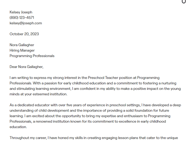 1+ Preschool Teacher Cover Letter Examples (with In-Depth Guidance)