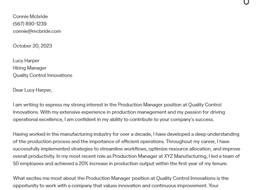 5+ Production Manager Cover Letter Examples (with In-Depth Guidance)