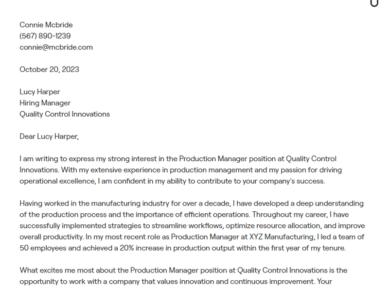 5+ Production Manager Cover Letter Examples (with In-Depth Guidance)