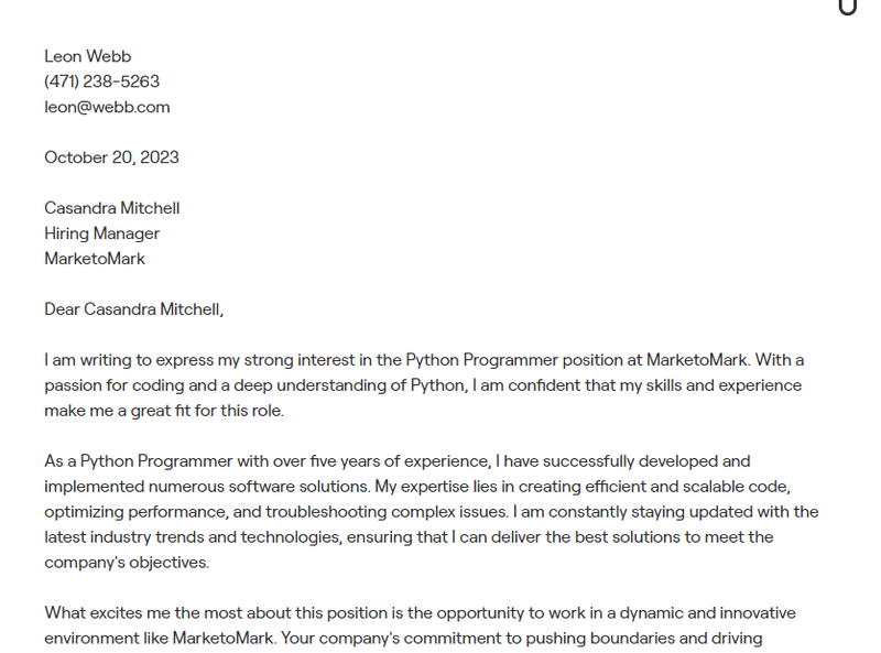 7+ Python Developer Cover Letter Examples (with In-Depth Guidance)