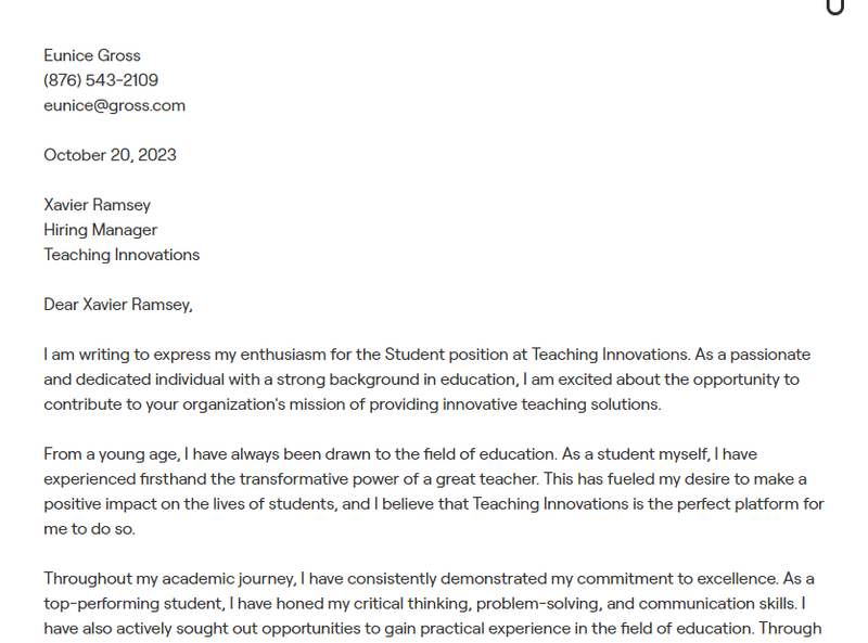 1+ Student Cover Letter Examples (with In-Depth Guidance)