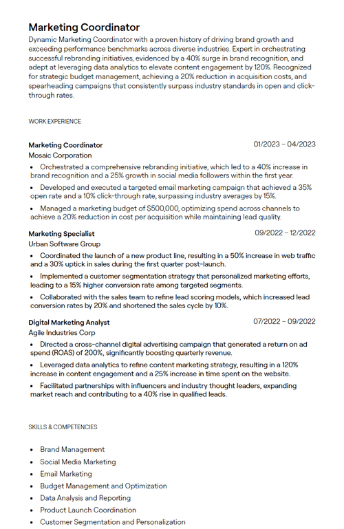 1+ Sales Coordinator Resume Examples [with Guidance]