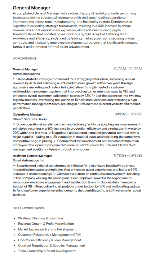 1+ General Manager Resume Examples [with Guidance]
