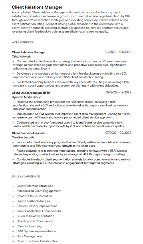 1+ Client Relations Manager Resume Examples [with Guidance]