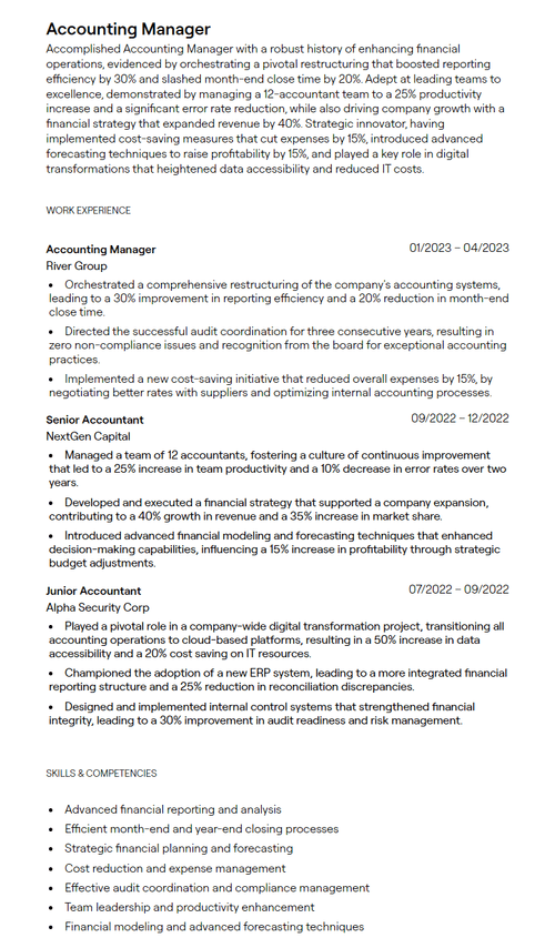 1+ Accounting Manager Resume Examples [with Guidance]