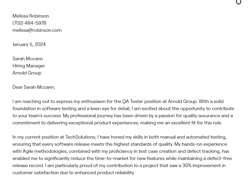 1+ QA Tester Cover Letter Examples (with In-Depth Guidance)
