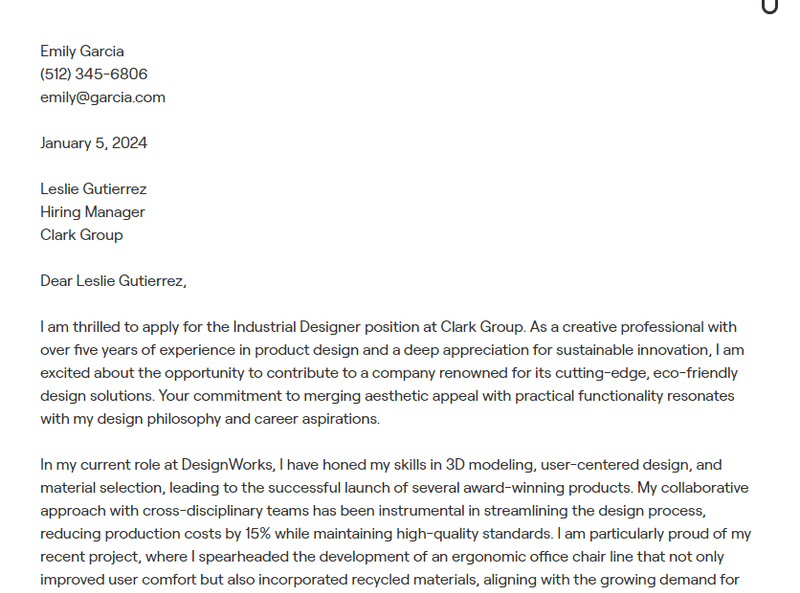 1+ Industrial Designer Cover Letter Examples (with In-Depth Guidance)