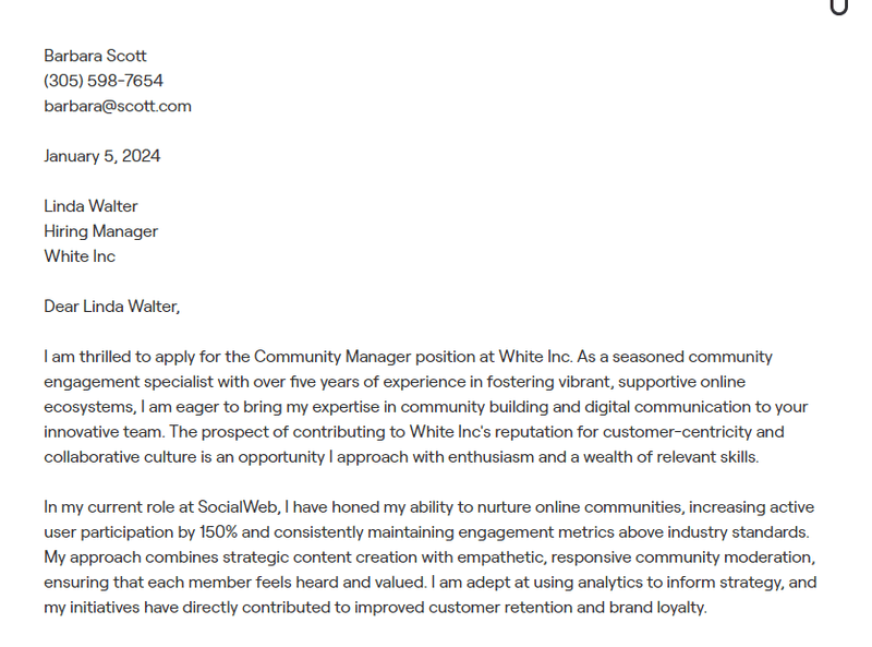 2+ Community Manager Cover Letter Examples (with In-Depth Guidance)