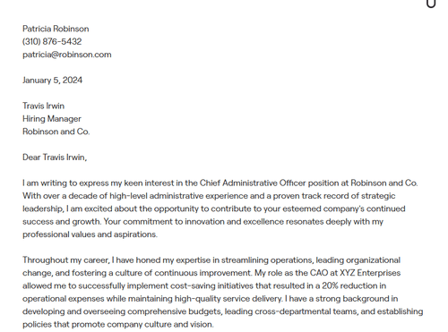 1+ Chief Operating Officer Cover Letter Examples (with In-Depth Guidance)