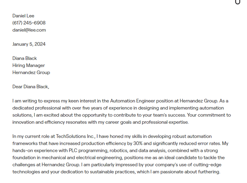 1+ Automation Engineer Cover Letter Examples (with In-Depth Guidance)