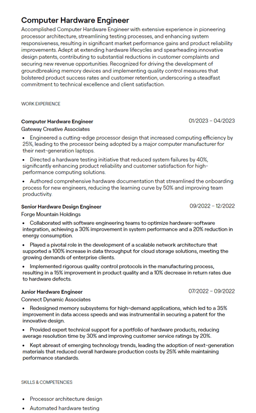 1+ Computer Hardware Engineer Resume Examples [with Guidance]