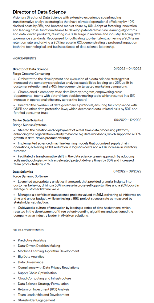 1+ Director of Data Science Resume Examples [with Guidance]