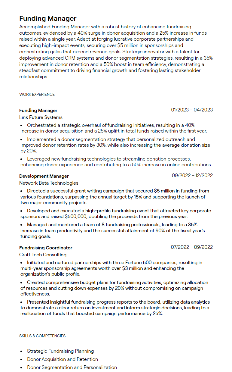 1+ Funding Manager Resume Examples [with Guidance]
