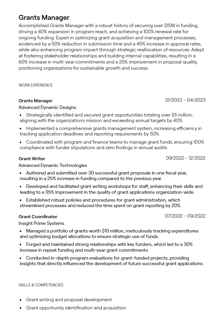 1+ Grants Manager Resume Examples [with Guidance]