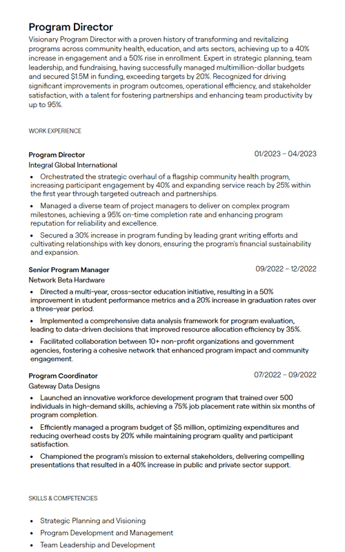 1+ Program Director Resume Examples [with Guidance]