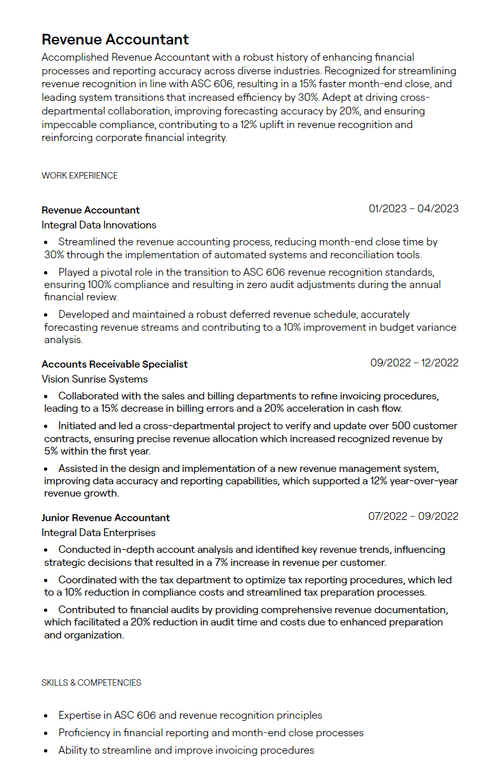 1+ Revenue Accountant Resume Examples [with Guidance]