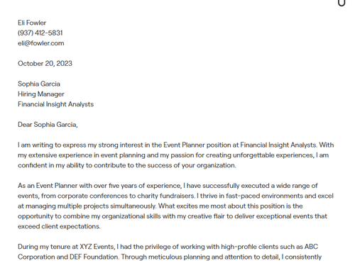 4+ Event Manager Cover Letter Examples (with In-Depth Guidance)