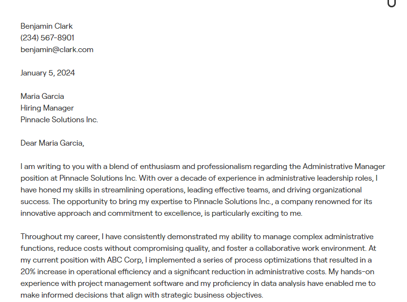 1+ Administrative Manager Cover Letter Examples (with In-Depth Guidance)